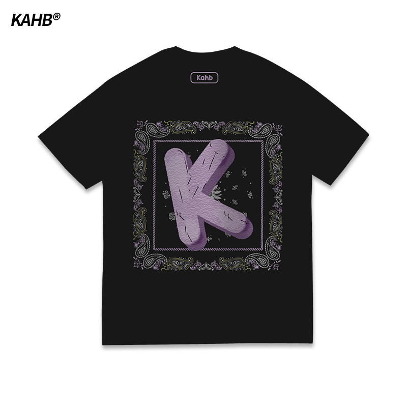 KAHB纯棉短袖后背腰果花字母印花情侣T恤 - 惠券直播 - 一起惠返利网_178hui.com