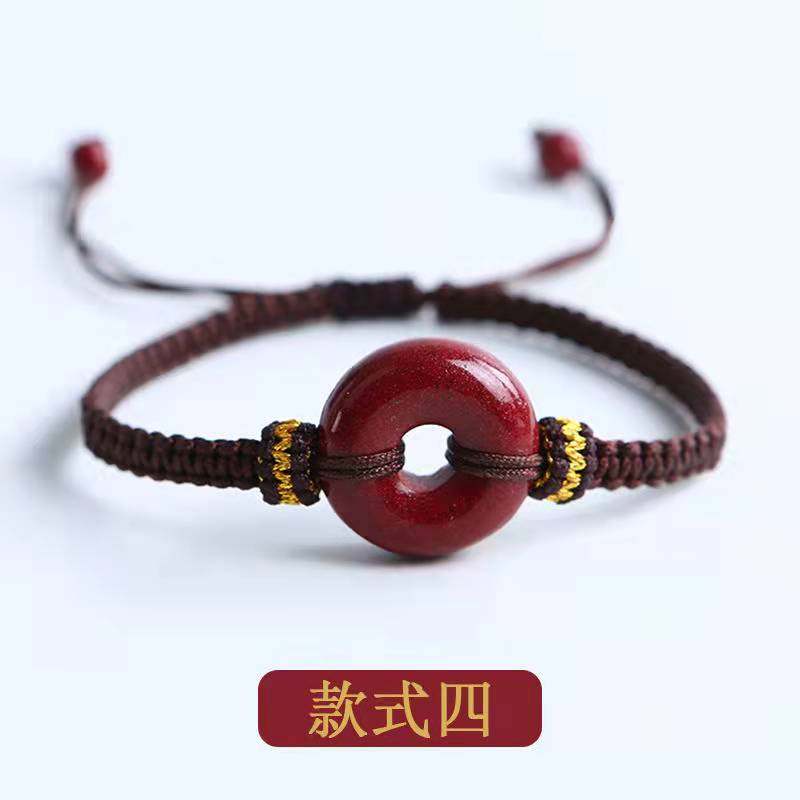 朱砂平安扣红手绳女男款本命年男女款红绳紫金砂手链手工编织手串-阿里巴巴