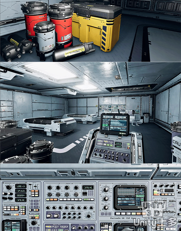Unity科幻太空仓内部场景U3D控制室实验室Sci-Fi Facility Sector - 场景模型 - 绘图狗-设计灵感素材集散地