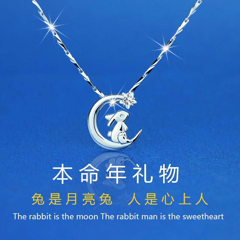 本命年十二生肖项链女2023年新款S999足银兔子锁骨链情人生日礼物-Taobao