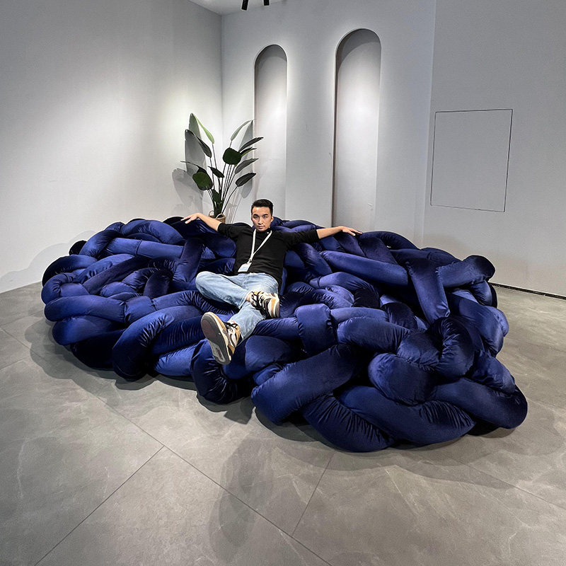 Edra蟒蛇沙发布艺个性创意缠绕编织意式轻奢设计师款懒人躺沙发