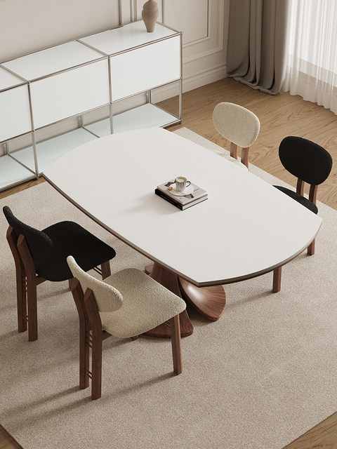 Delifeng solid wood rock slab dining table retractable household small ...