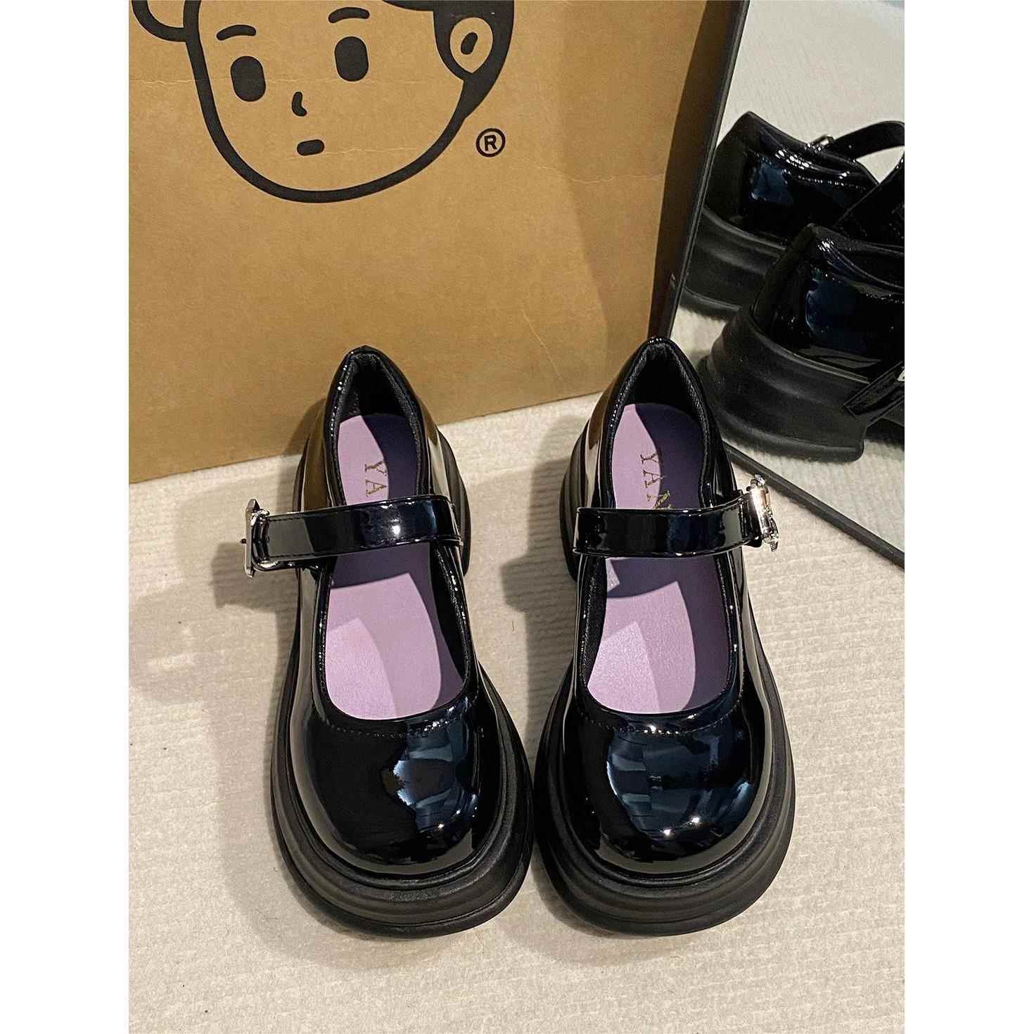 日系jk玛丽珍小皮鞋女2024夏季新款学生厚底黑色百搭英伦风单鞋-Taobao