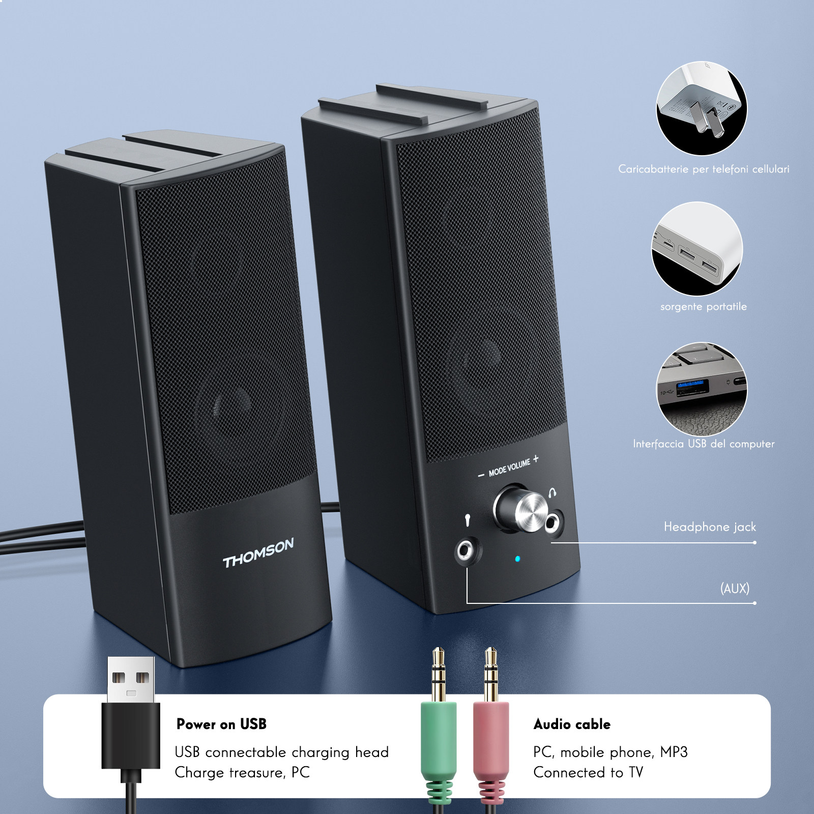 Купить THOMSON Computer Speakers, 2.0 Stereo Bluetooth 5.0 Desktop в ...