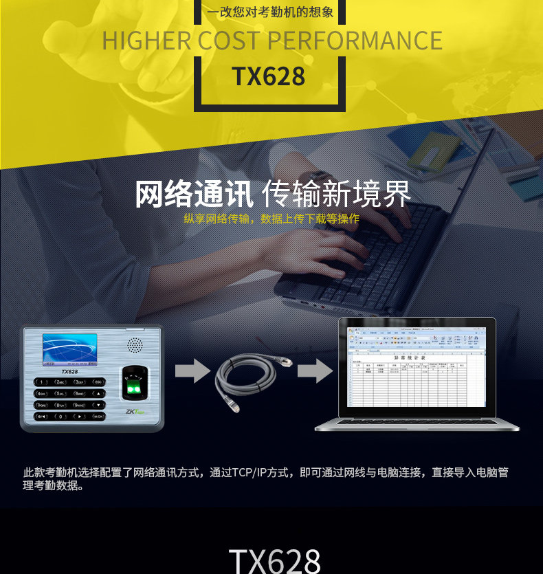 ZKTeco TX628，智能打卡新选择？🚀揭秘科技彩屏指纹考勤机-考勤门禁-淘宝好物网