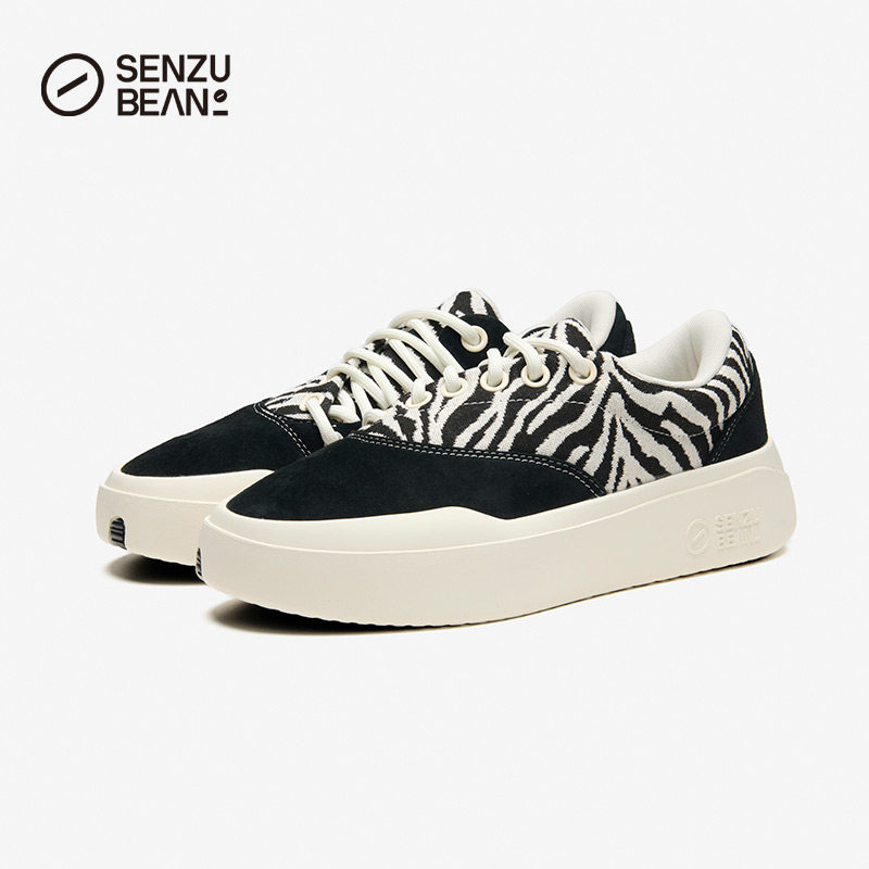 SENZU BEAN Slant era黑斑马运动休闲板鞋男女同款SZB曹芳平底鞋