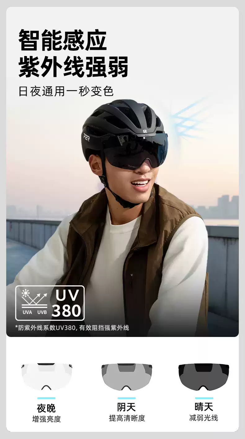 P2R变色磁吸风镜骑行头盔 支持MIPS系统 自行车通勤头盔 230克轻量设计