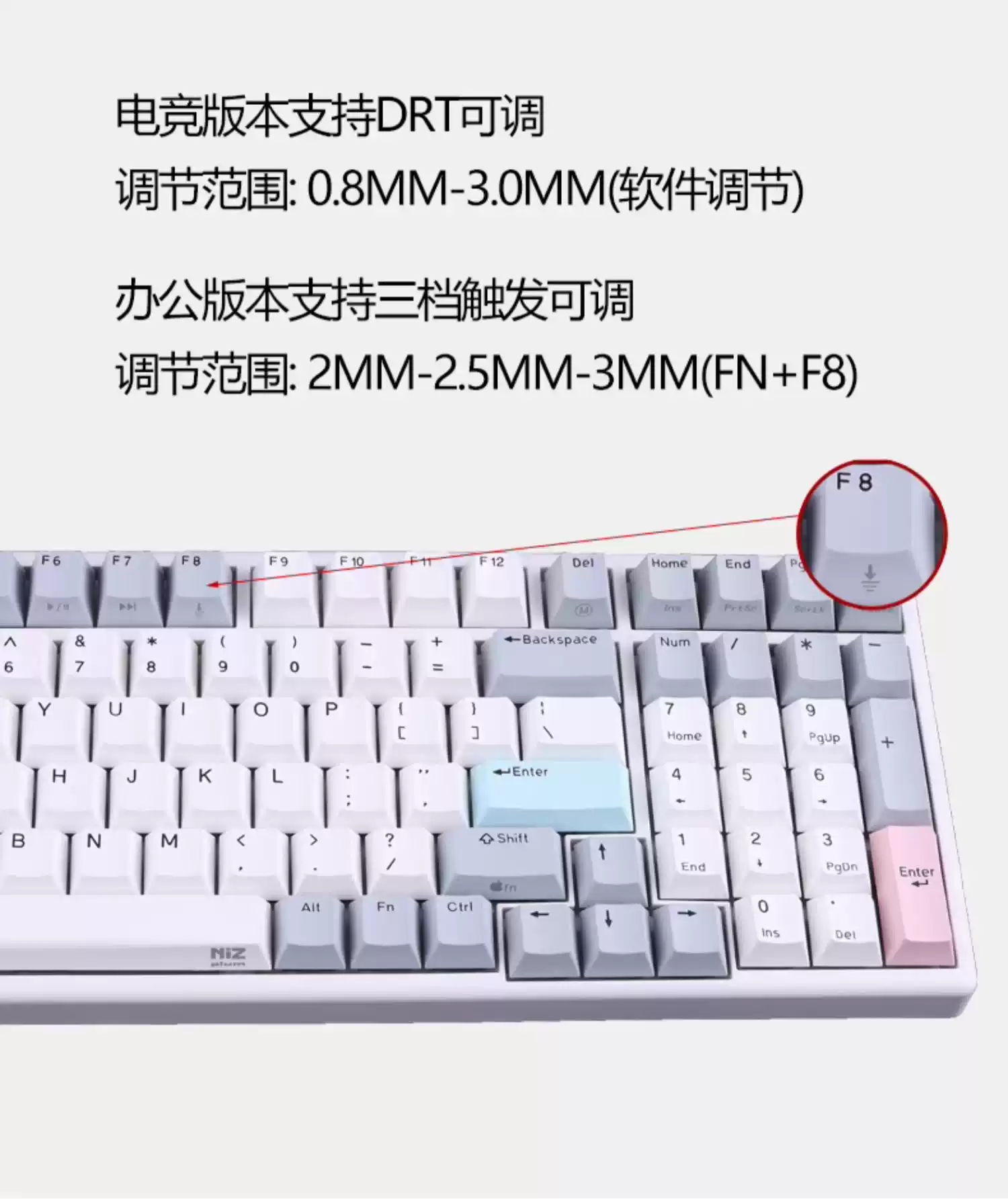 普拉姆 宁芝NIZ Mini84V6 X99GT 104电竞赛事级1ms响应静电容键盘