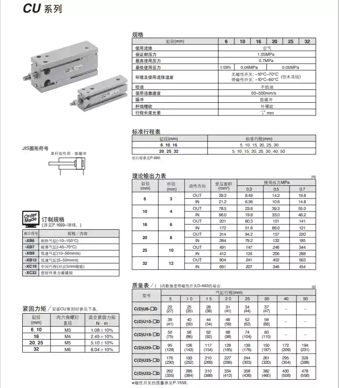 原装SMC自由安装气缸CU CDU20/25/32-5D-10D-15D-20D-30D-40D-50D