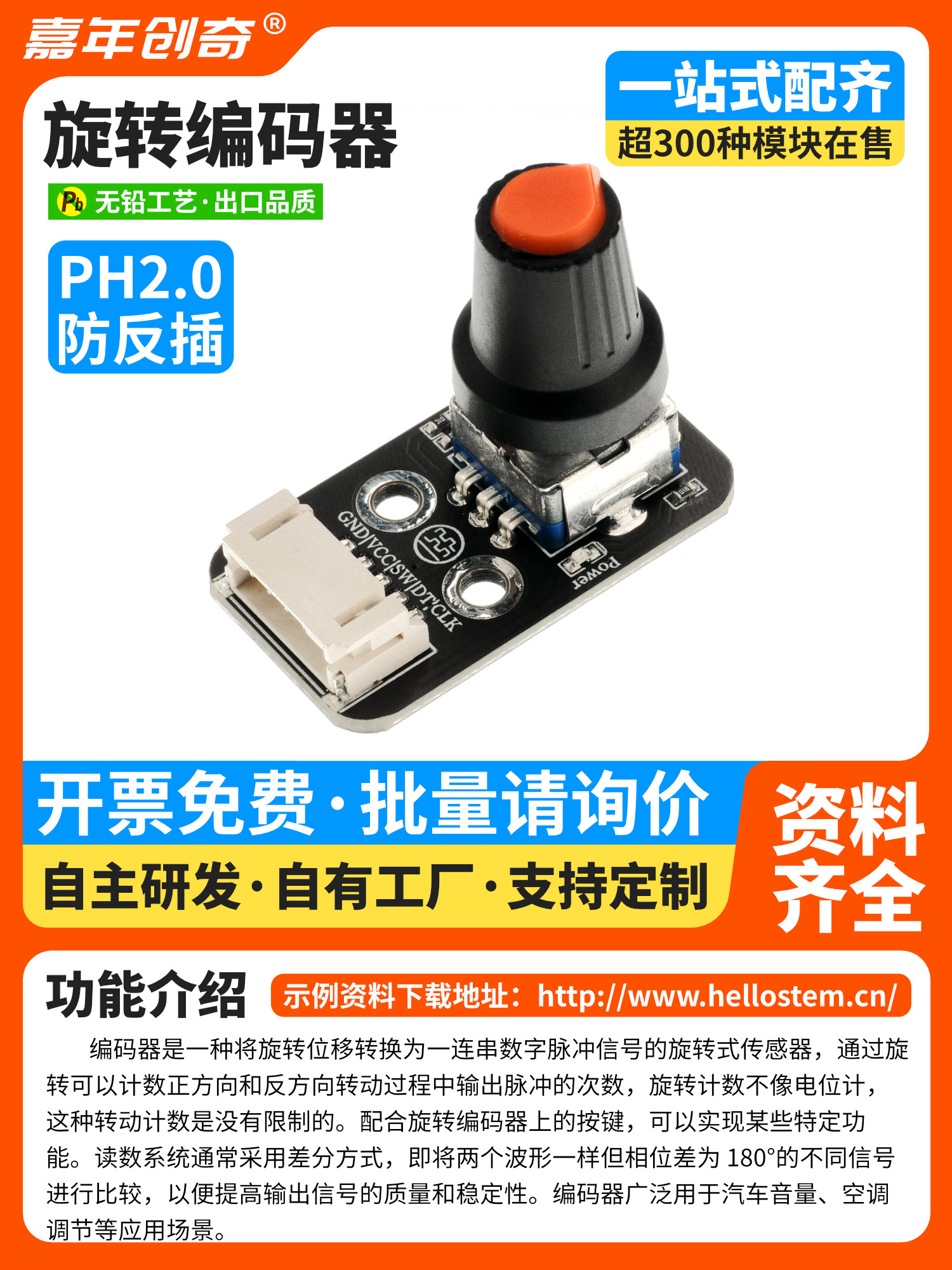 360-degree EC11 Rotary Encoder Module Digital Pulse Output Sensor for ...