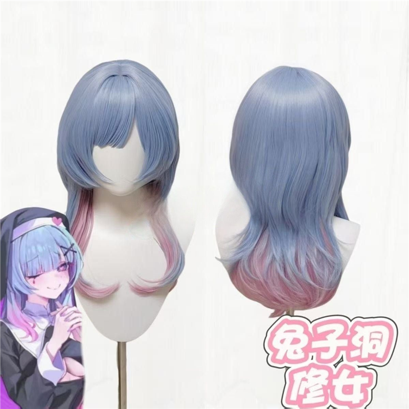 👑 Hatsune rabbit hole nun cos wig, easy to style real scalp charm 🌿