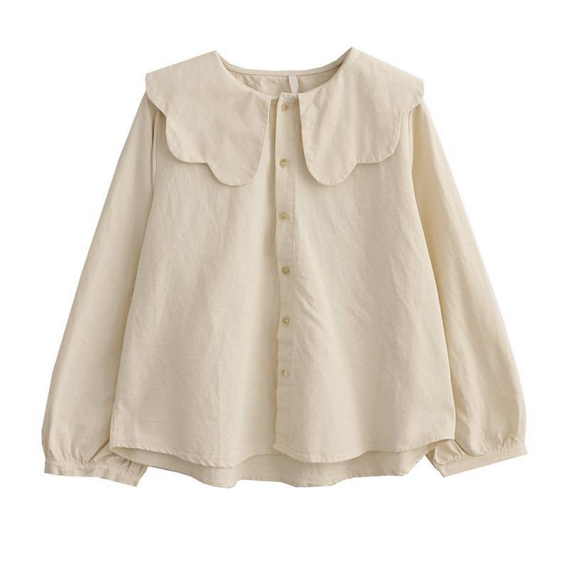 胖mm特大码300斤娃娃领衬衫女装秋季法式甜美上衣高级感长袖衬衣-Taobao