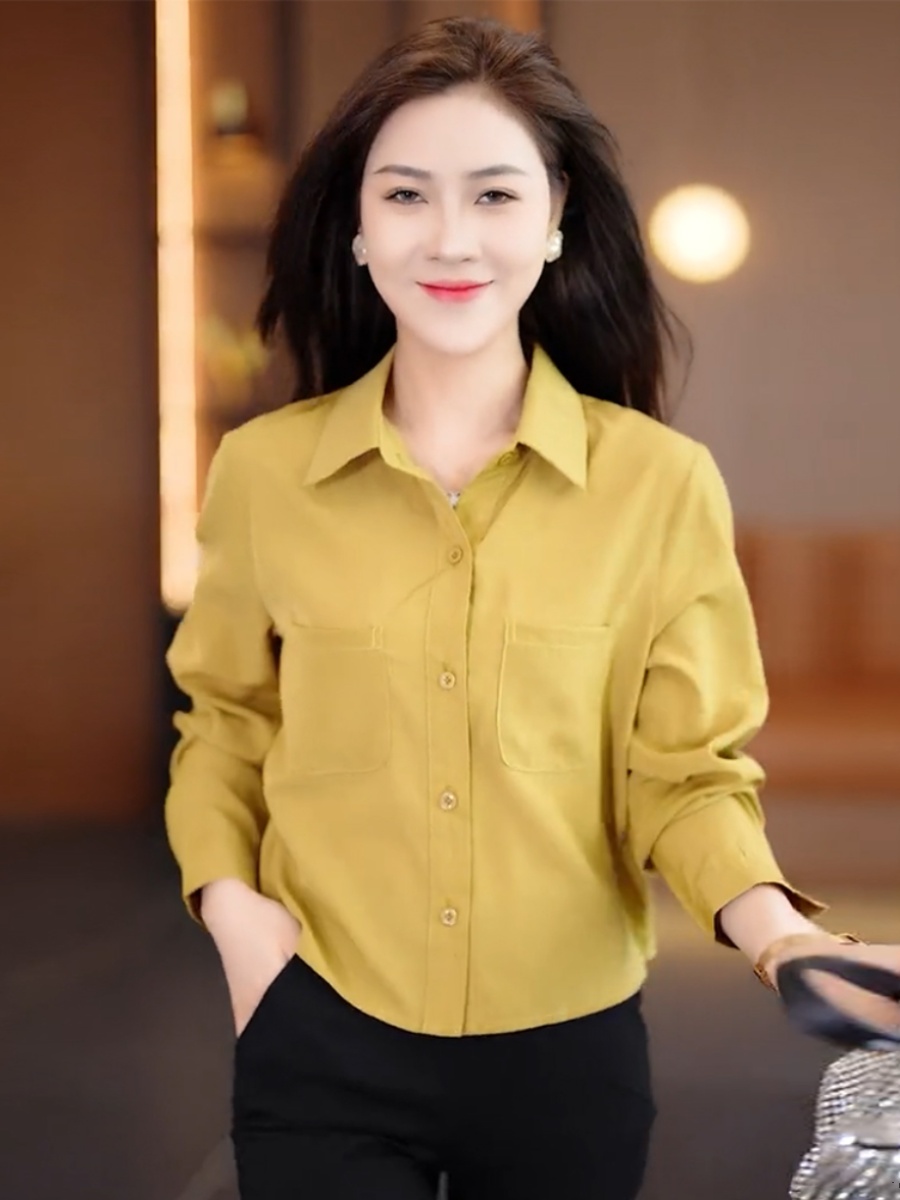 哥弟阿玛施2023时尚长袖衬衫女2023早秋新款洋气减龄遮肉显瘦Polo-Taobao