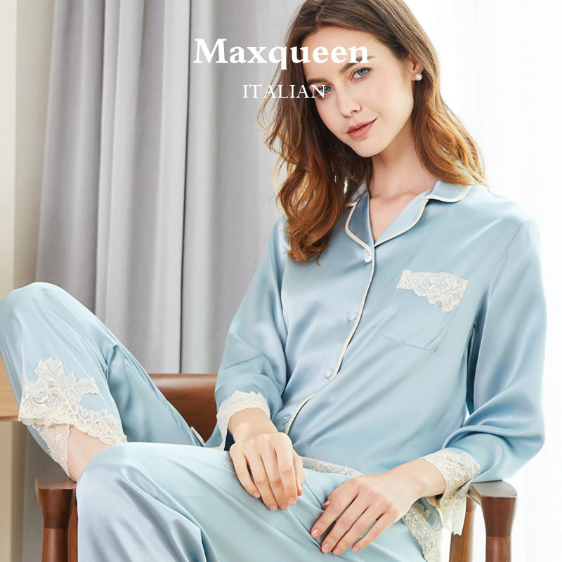 Maxqueen重磅真丝睡衣：夏日温柔好梦，桑蚕丝长袖蕾丝套装，美到犯规！-睡衣-淘宝好物网