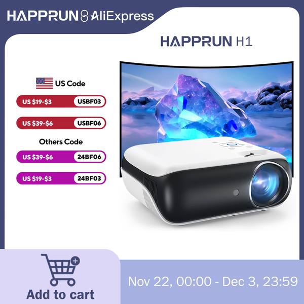 HAPPRUN Projector, native 1080P Bluetooth projector, portabl