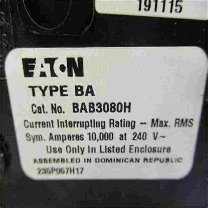 伊顿BAB3080H断路器 Eaton BAB3080H circuit breaker