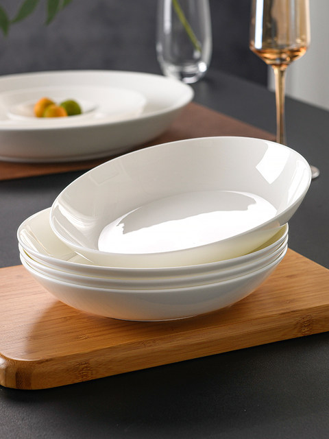 Pure white Tangshan bone porcelain tableware household 6/7 inch plate ...