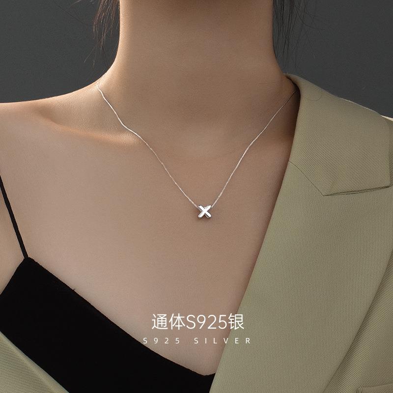 贝菲S925银ins潮字母项链女气质简约26英文网红锁骨链DIY叠戴颈链-Taobao