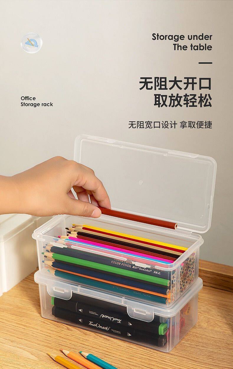 铅笔收纳盒大容量透明文具盒收纳笔筒装彩铅儿童蜡笔绘桌面收纳盒-阿里巴巴