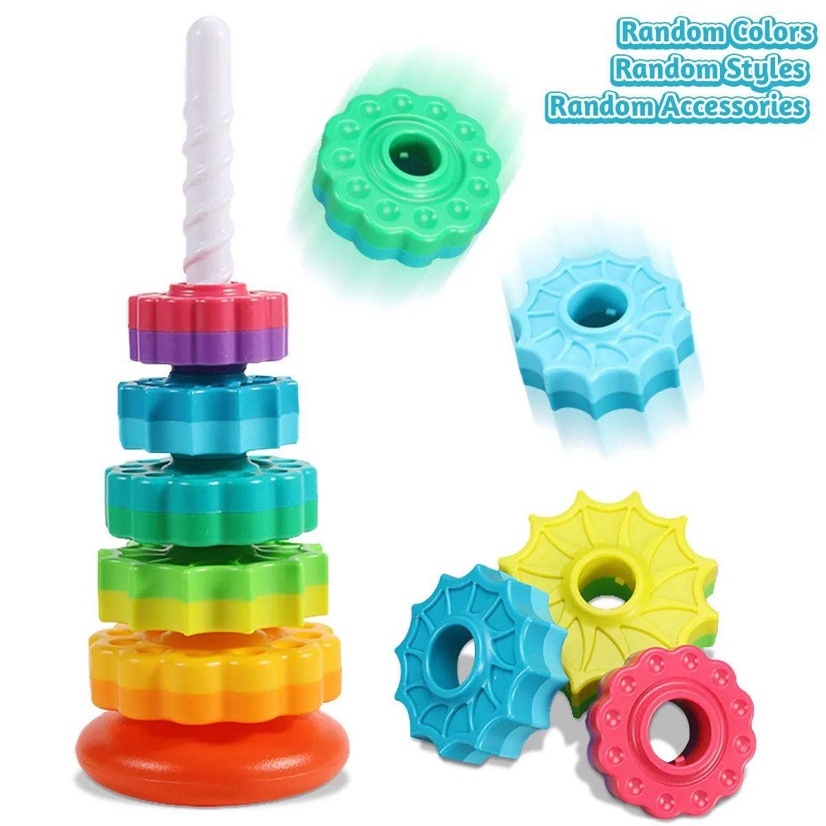 Купить Montessori Rotating Rainbow Tower Baby Stacking Puzzle Toys в ...