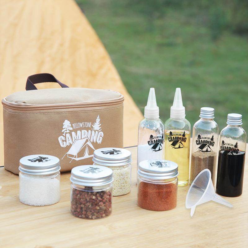 Travel-sized condiment storage box for oil, salt, soy sauce, and ...