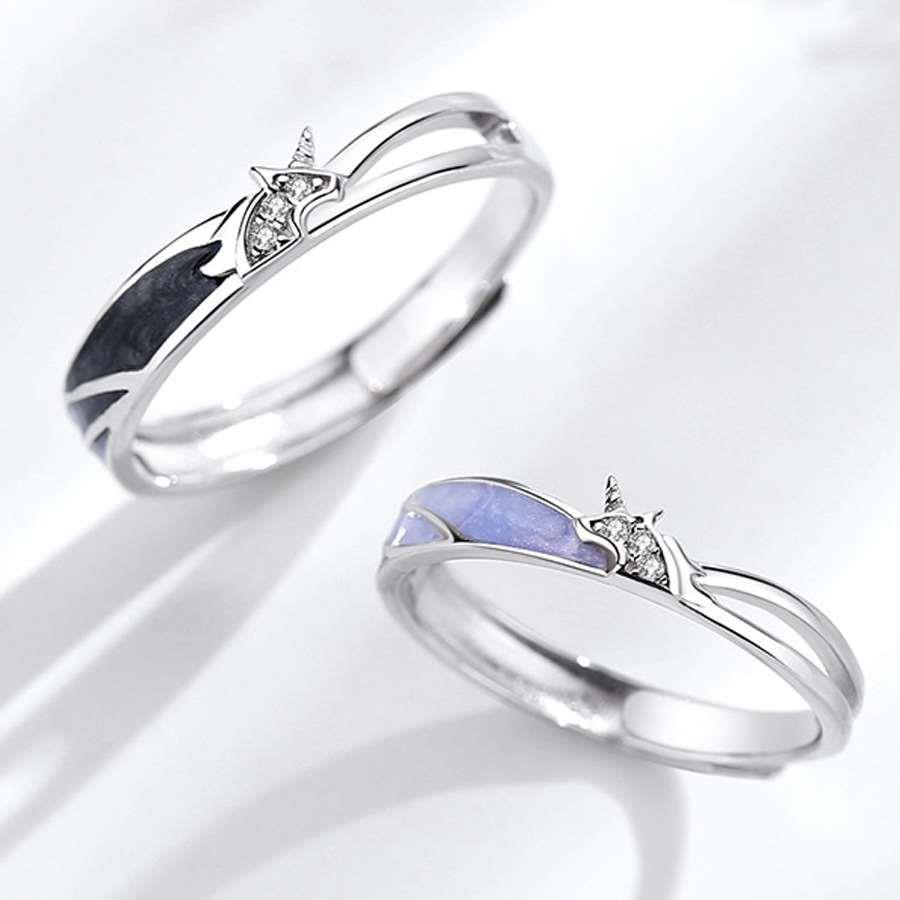 S925 Sterling Silver Unicorn Couple Ring Ins Valentine's Day-Taobao