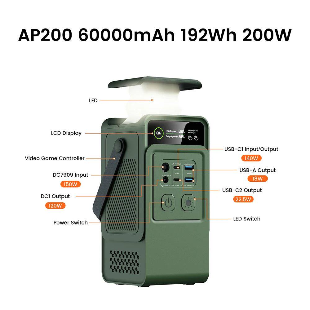 200W Camping Power Station 192Wh Power Bank 60000mAh LiFePo4：户外旅行必备神器，让 ...