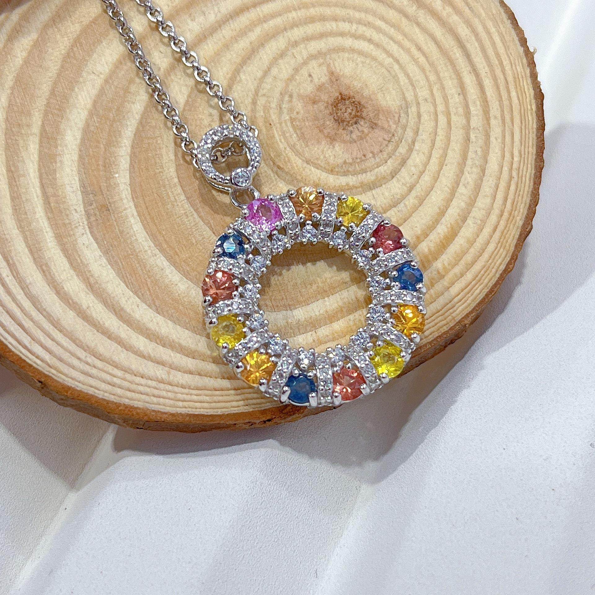 2025年春季新款S925银镀白金镶嵌彩蓝宝吊坠CJP1555 3mm*13不含链