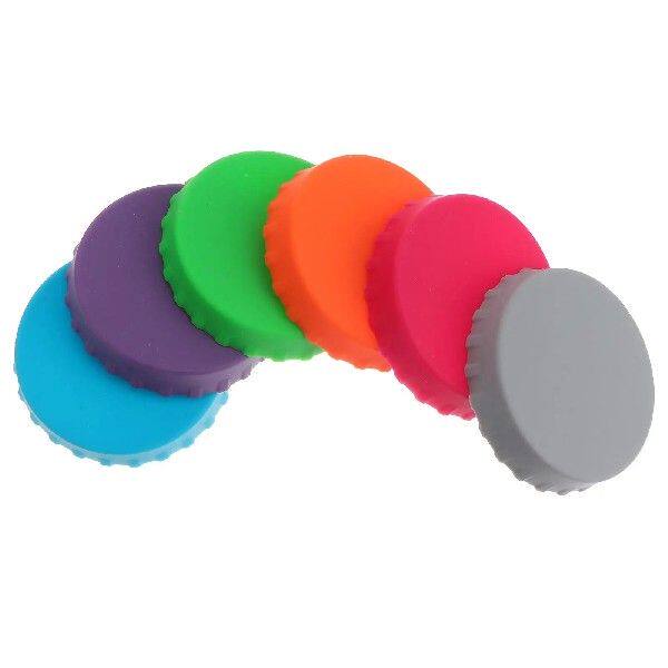 6 Pcs Silicone Bottle Cap Can Cover Reusable Soda Beverage