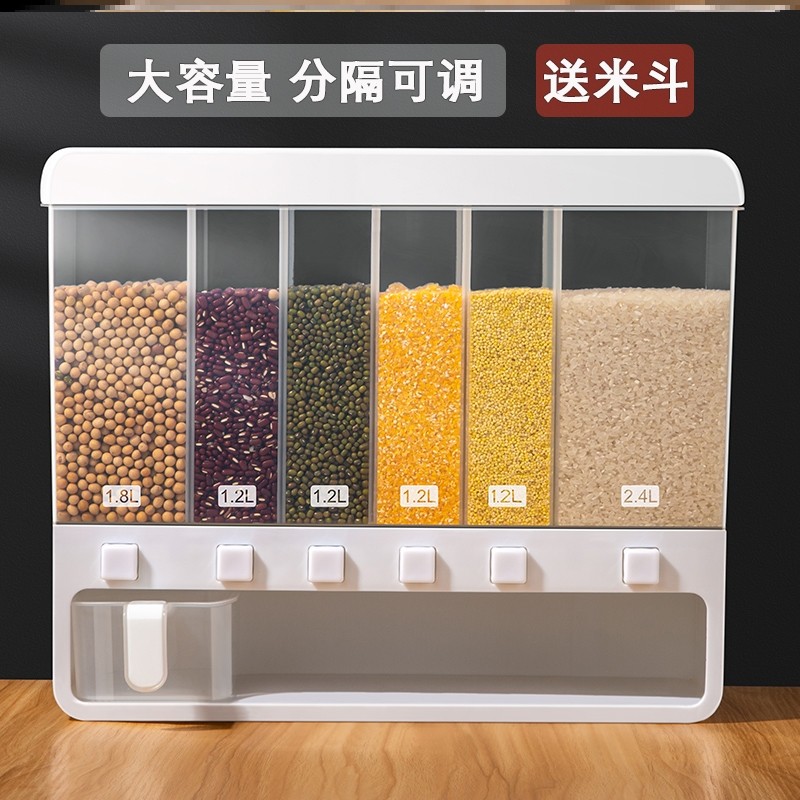 Rice bucket for home divided grids, whole grains, beans and cereals ...