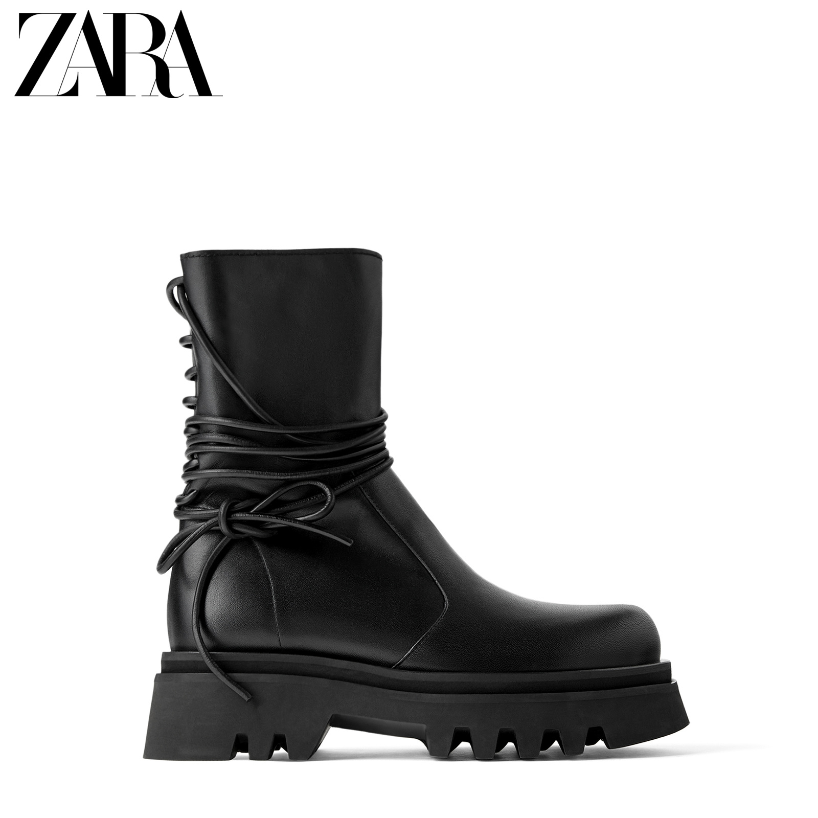 Купить Женские сапоги туфли Zara новые женские черный ремешок рифленая ...