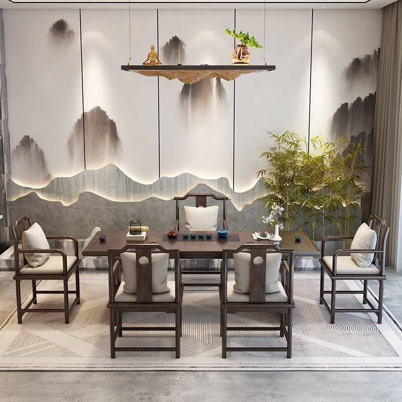 [USD 174.82] tea table solid wood large board tea table 1 meter 8 ...