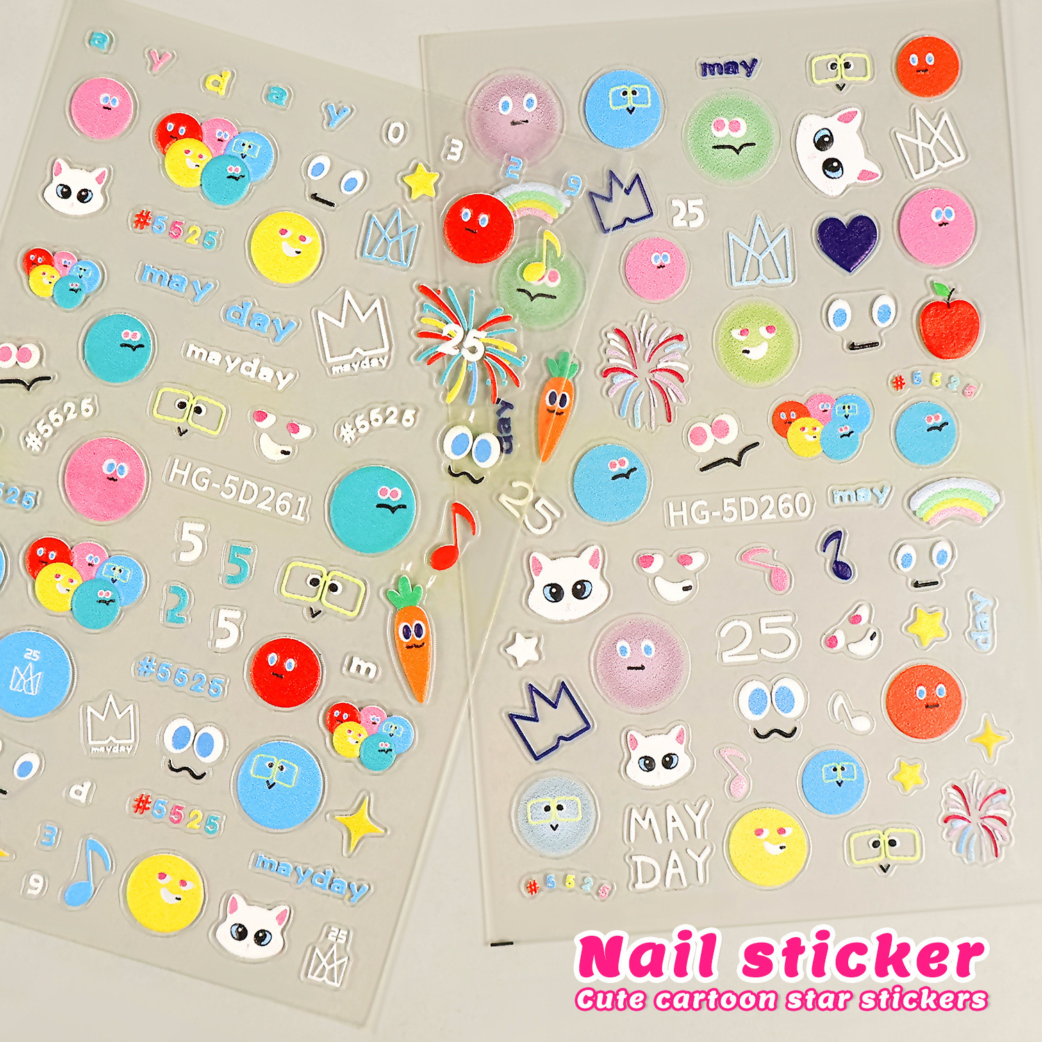 Mayday fan support nail art stickers - 5d embossed number cute cartoon ...