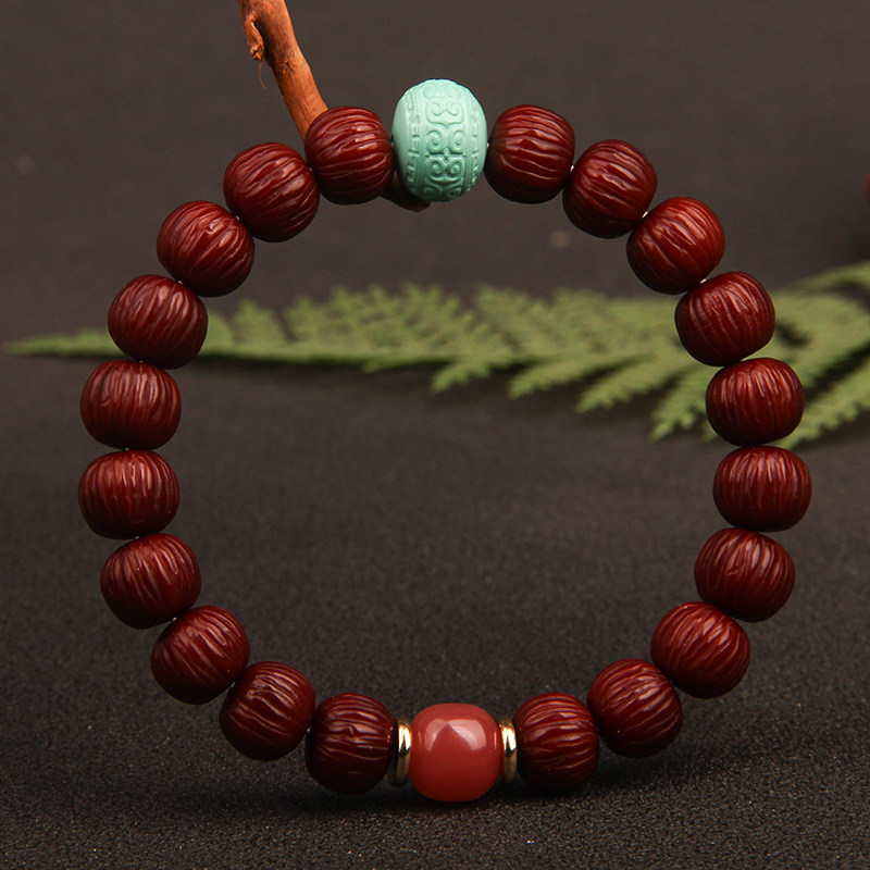 Natural raw seed monkey head bracelet with gold thread small walnut 911 ...
