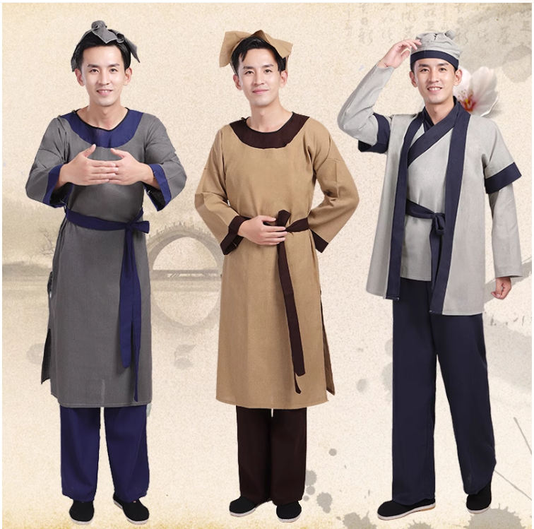 古代平民服裝伙計家丁小二服裝老粗布長衫唐宋明朝仆人農民演出服|民族服裝/舞台裝|ETMall東森購物網