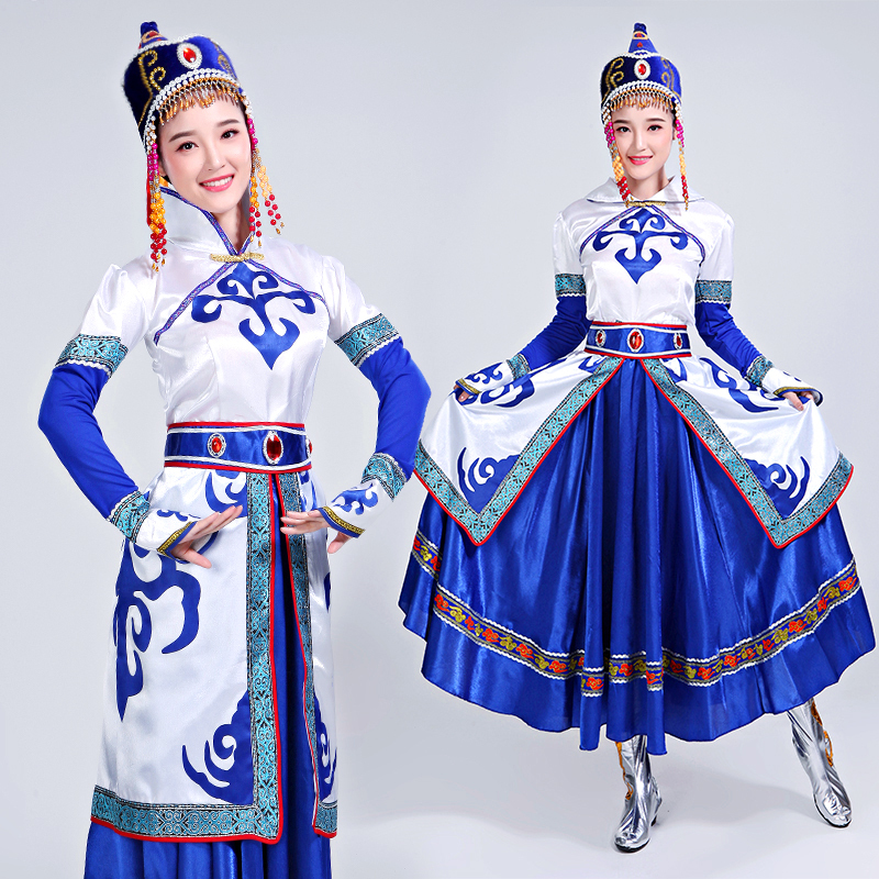 Blue Mongolian Dance Costumes for women female adult mogolia ...