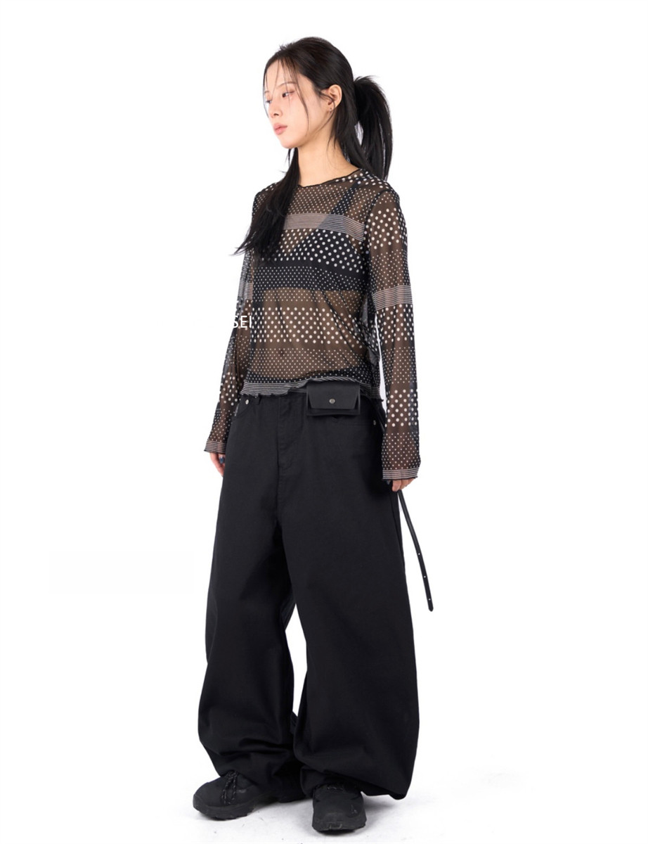 Unique SEI 復古街頭個性可愛口袋蝴蝶結休閑百搭高腰闊腿牛仔褲|休閒褲|ETMall東森購物網