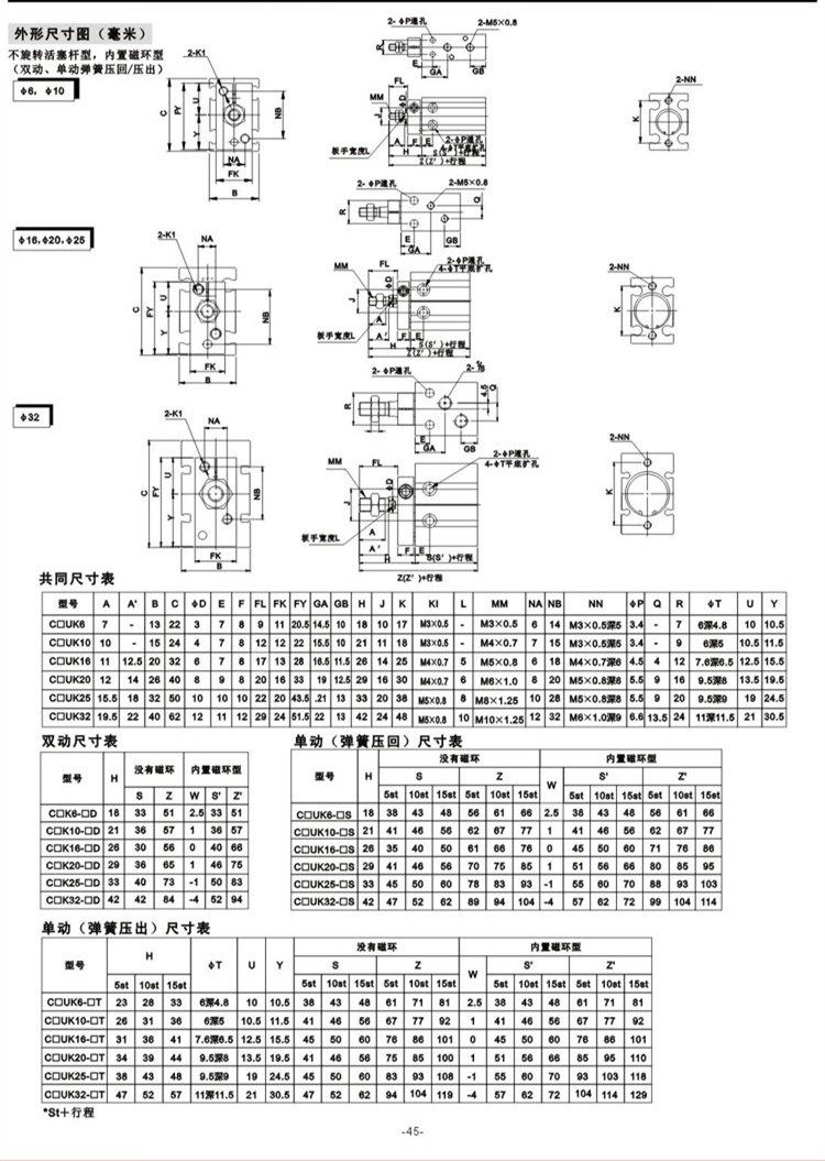 自由安装CDUK/CU/CDU20-5/10/20/25/30/40/50/60/70/80/90D气缸-阿里巴巴
