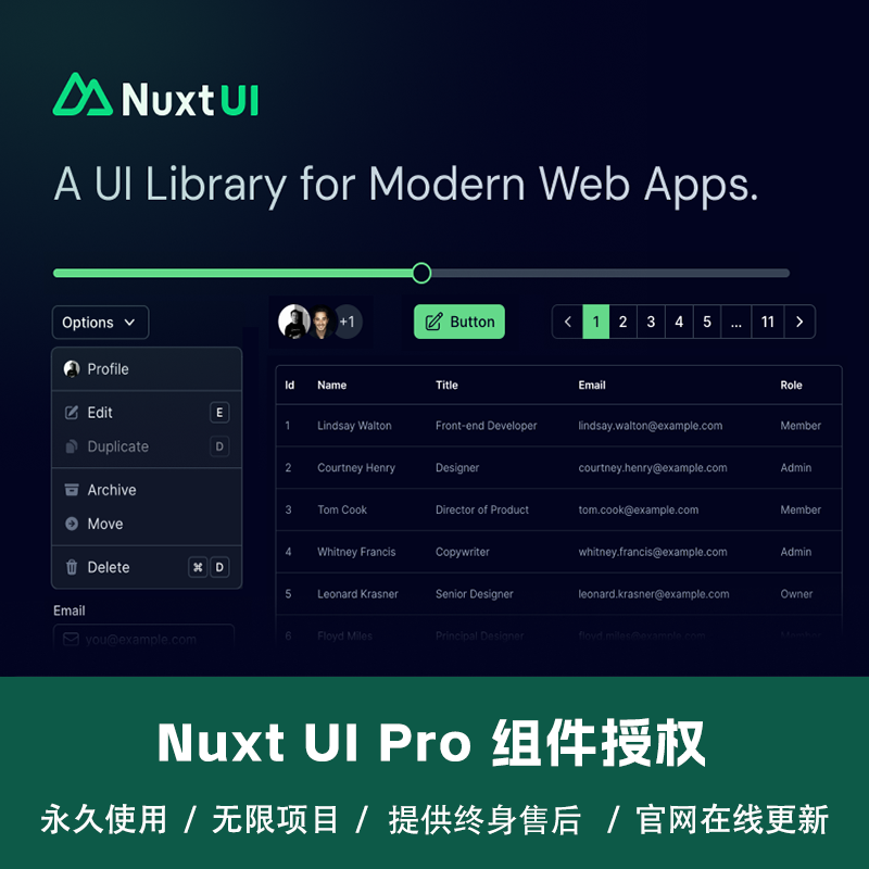 NuxtUI Pro Key Figma 企业版授权终身使用Vue Nuxt UI Pro 组件