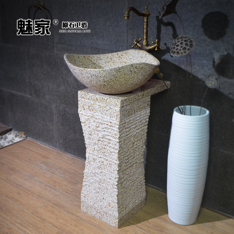 Meijia stone wash basin column column column-style wash basin one floor ...
