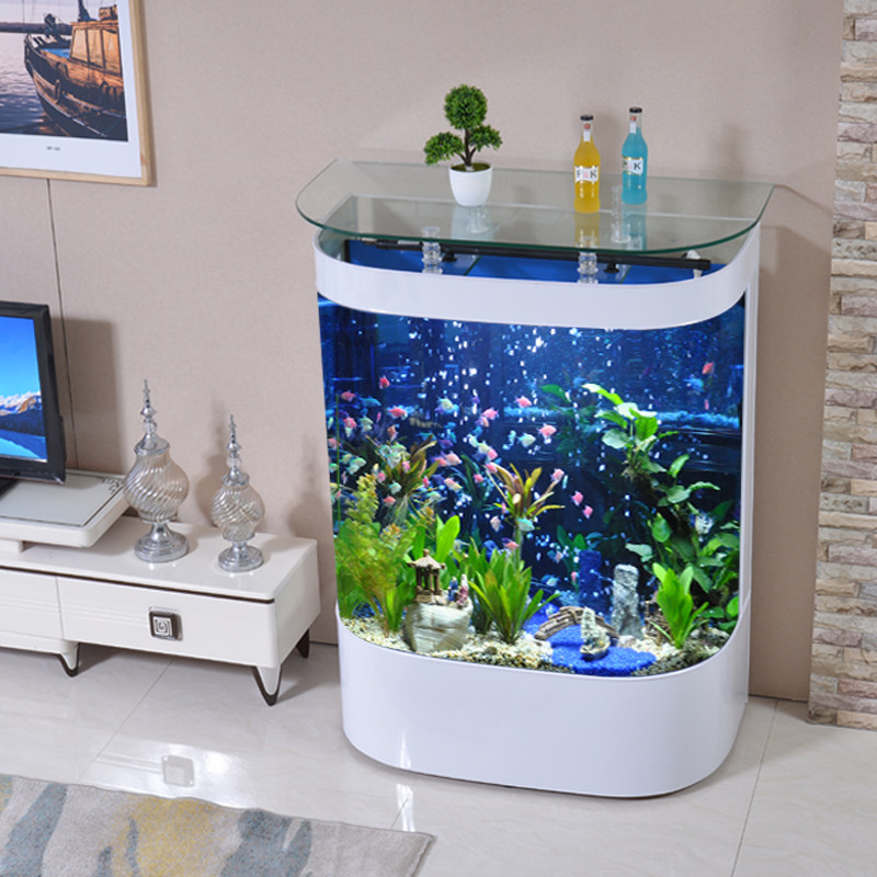 Semi-circular fish tank aquarium small living room home lazy people ...
