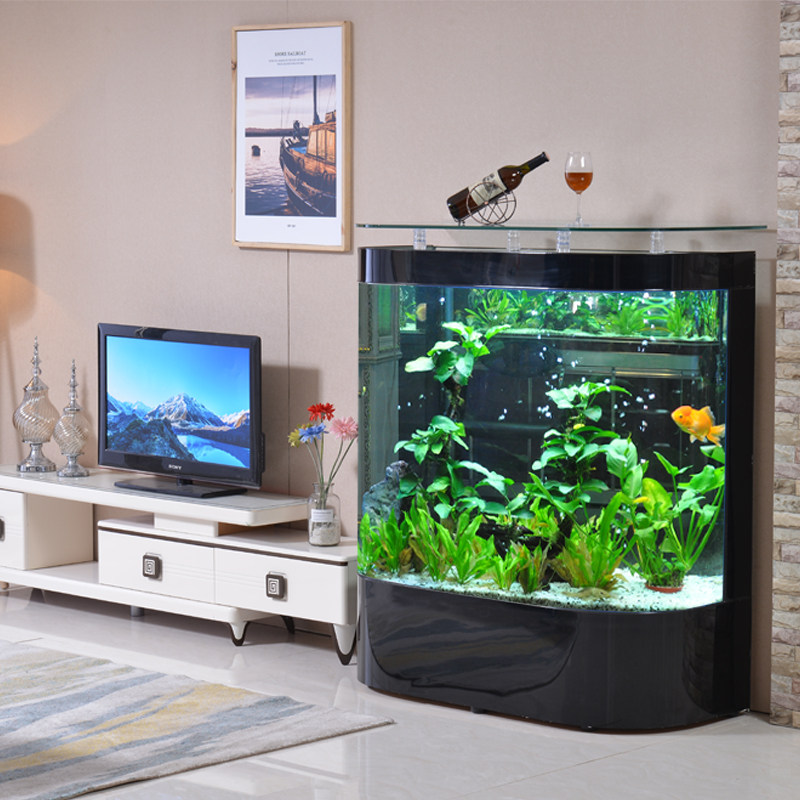 Fish tank living room small household glass ecological landscaping lazy ...