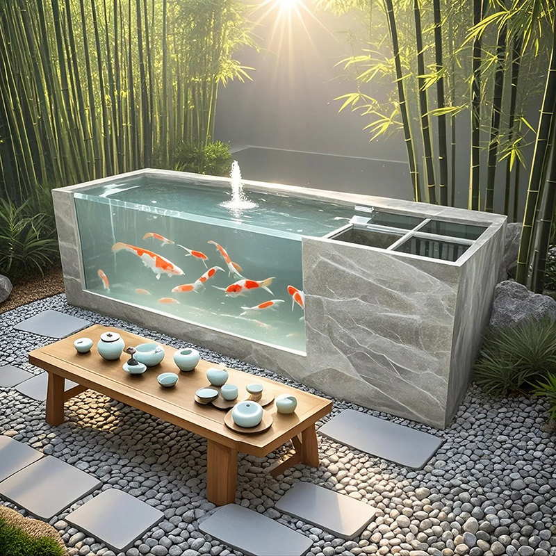 Italian grey limestone paver fish pond recommendation! outdoor ...