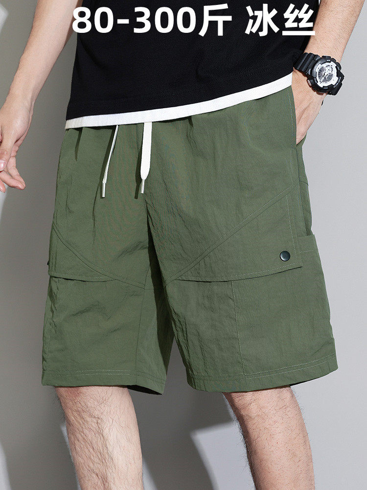 Extra large size ice silk cargo shorts men’s summer quick-drying three ...