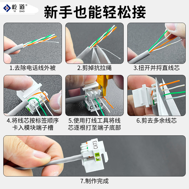 [USD 6.29] Gold-plated CAT3 phone voice wiring module communication ...