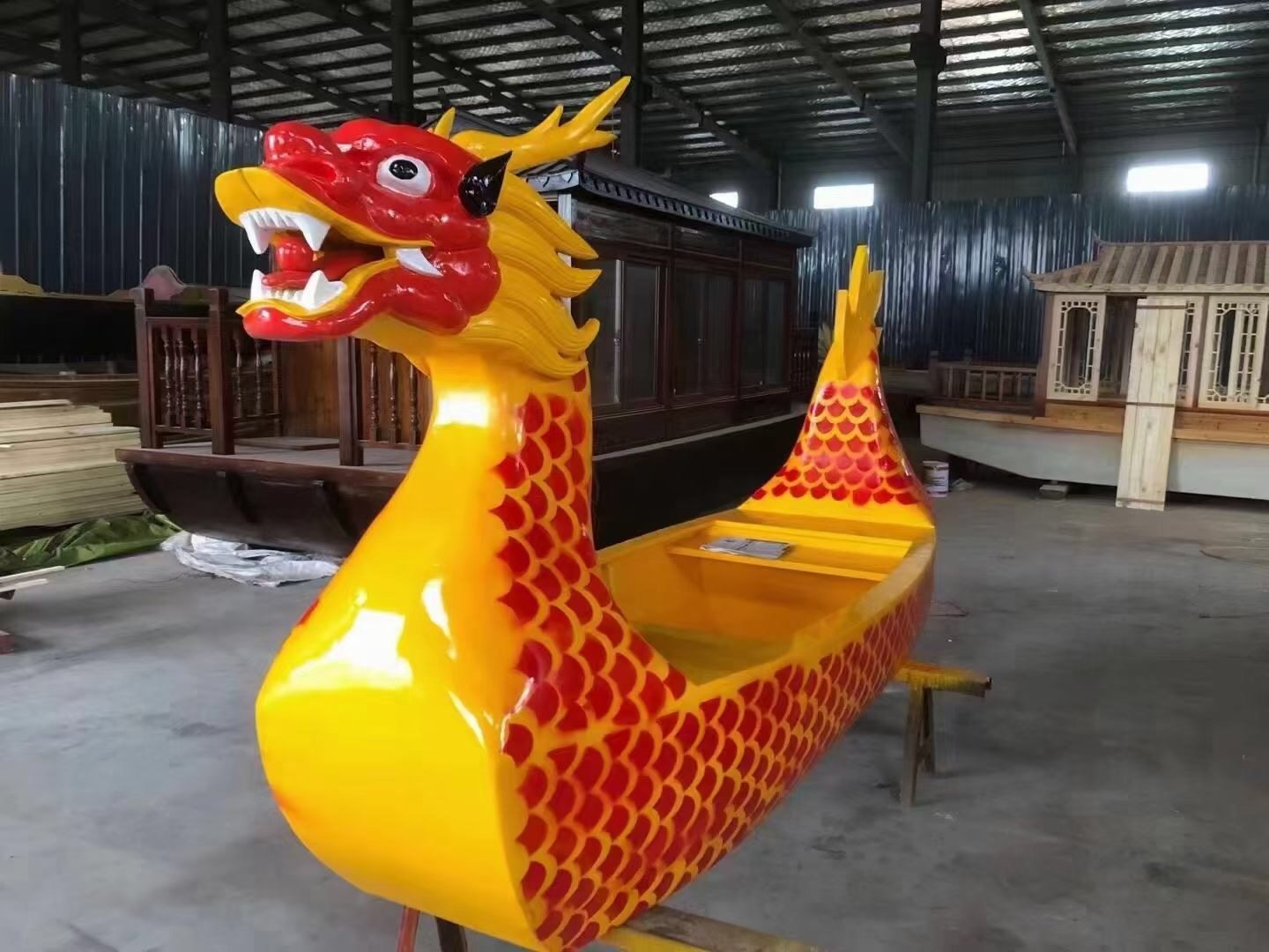 [USD 33.39] Customized wooden boat Dragon Boat Glass Steel Dragon Boat ...