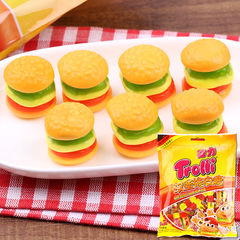 口力汉堡橡皮糖108g 德国Trolli汉堡包果汁果味软糖怀旧零食礼物