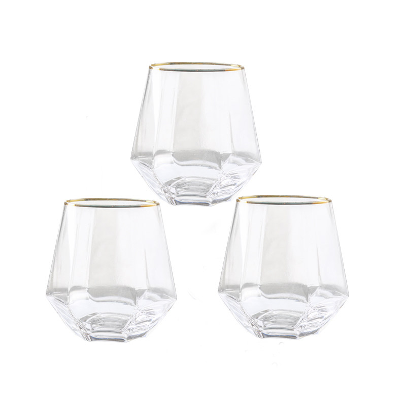 Glass Hexagonal Transparent Water Cup Prismatic Rhombus Geometric Glass ...