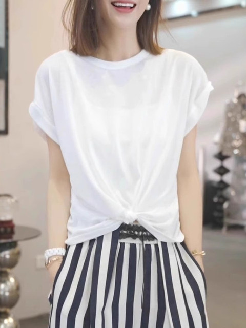Large size fat MM pure cotton niche kink design short-sleeved T-shirt ...