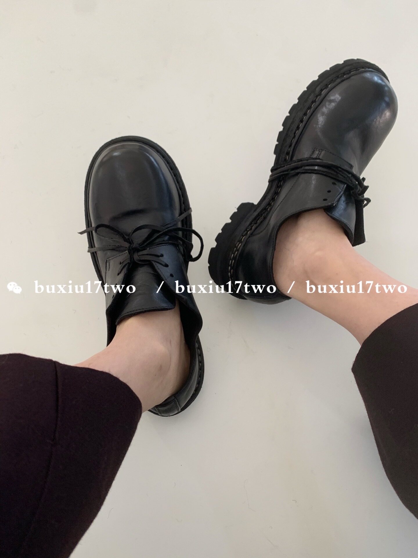 GUIDI 新款GR02V 外縫大頭厚底鬆糕底皮鞋derby德比 百搭雅痞英倫